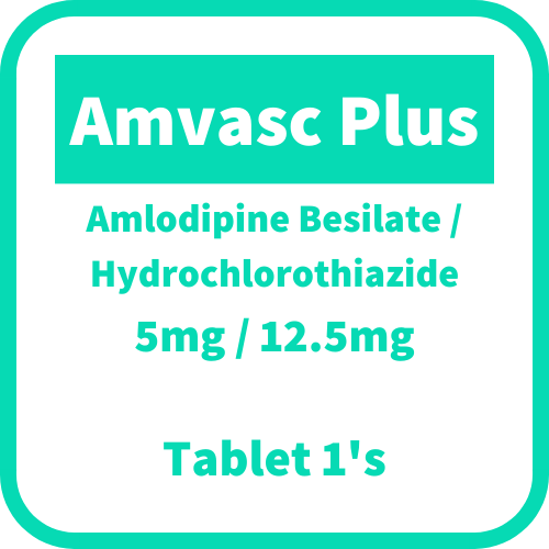 AMVASC PLUS Amlodipine Besilate / Hydrochlorothiazide 5mg / 12.5mg ...