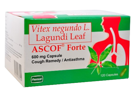 ASCOF FORTE Vitex Negundo L. (Lagundi Leaf) 600mg Capsule 120's price ...