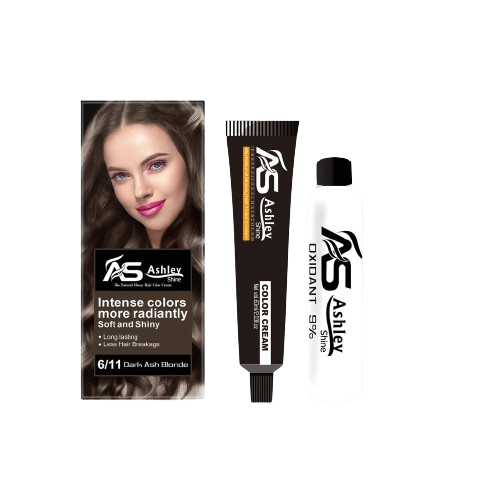 ASHLEY SHINE Bio Natural Glossy Hair Color Cream DARK ASH BLONDE 6/11 ...