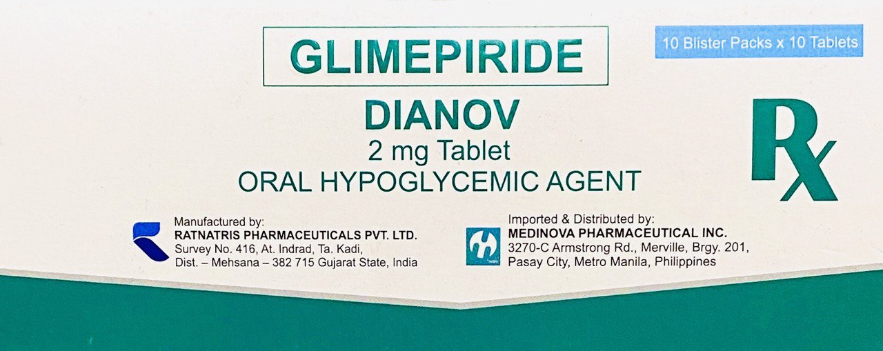 DIANOV Glimepiride 2mg Tablet 1's price in the Philippines | MedsGo ...