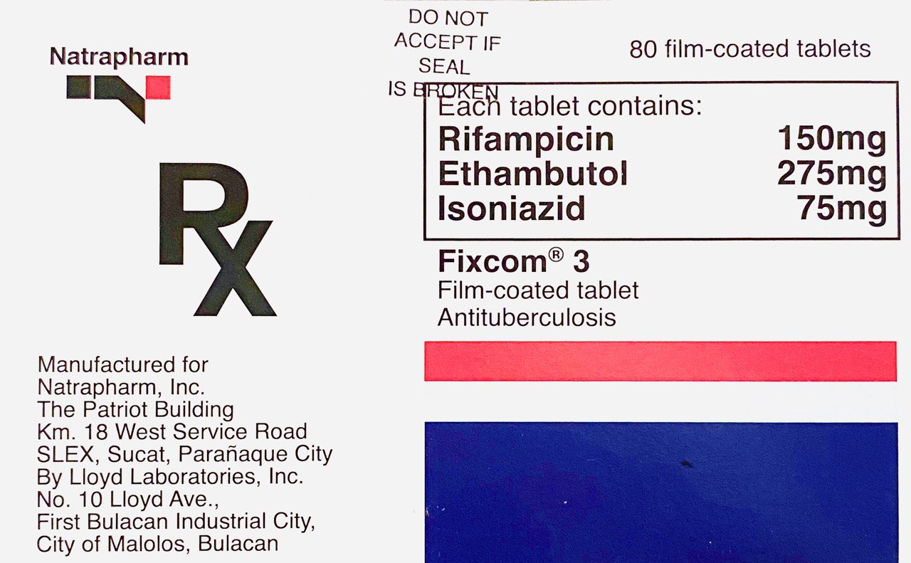 FIXCOM 3 Rifampicin / Ethambutol / Isoniazid 150mg / 275mg / 75mg Film ...