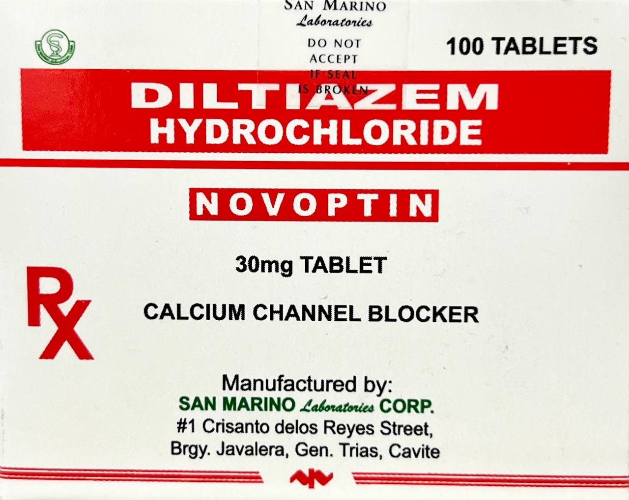NOVOPTIN Diltiazem Hydrochloride 30mg Tablet 1's price in the ...
