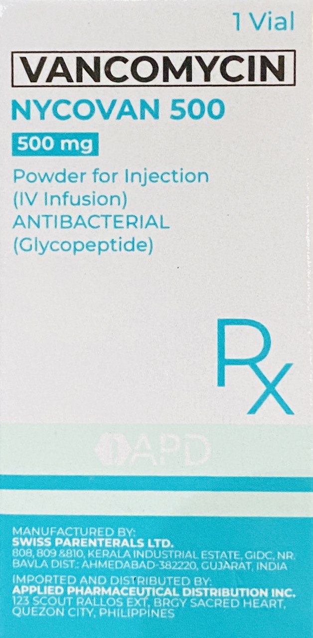 NYCOVAN 500 Vancomycin 500mg Powder for Injection (I.V. Infusion) 1 ...