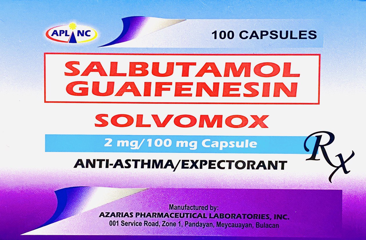 SOLVOMOX Salbutamol Sulfate / Guaifenesin 2mg / 100mg Capsule 100's ...