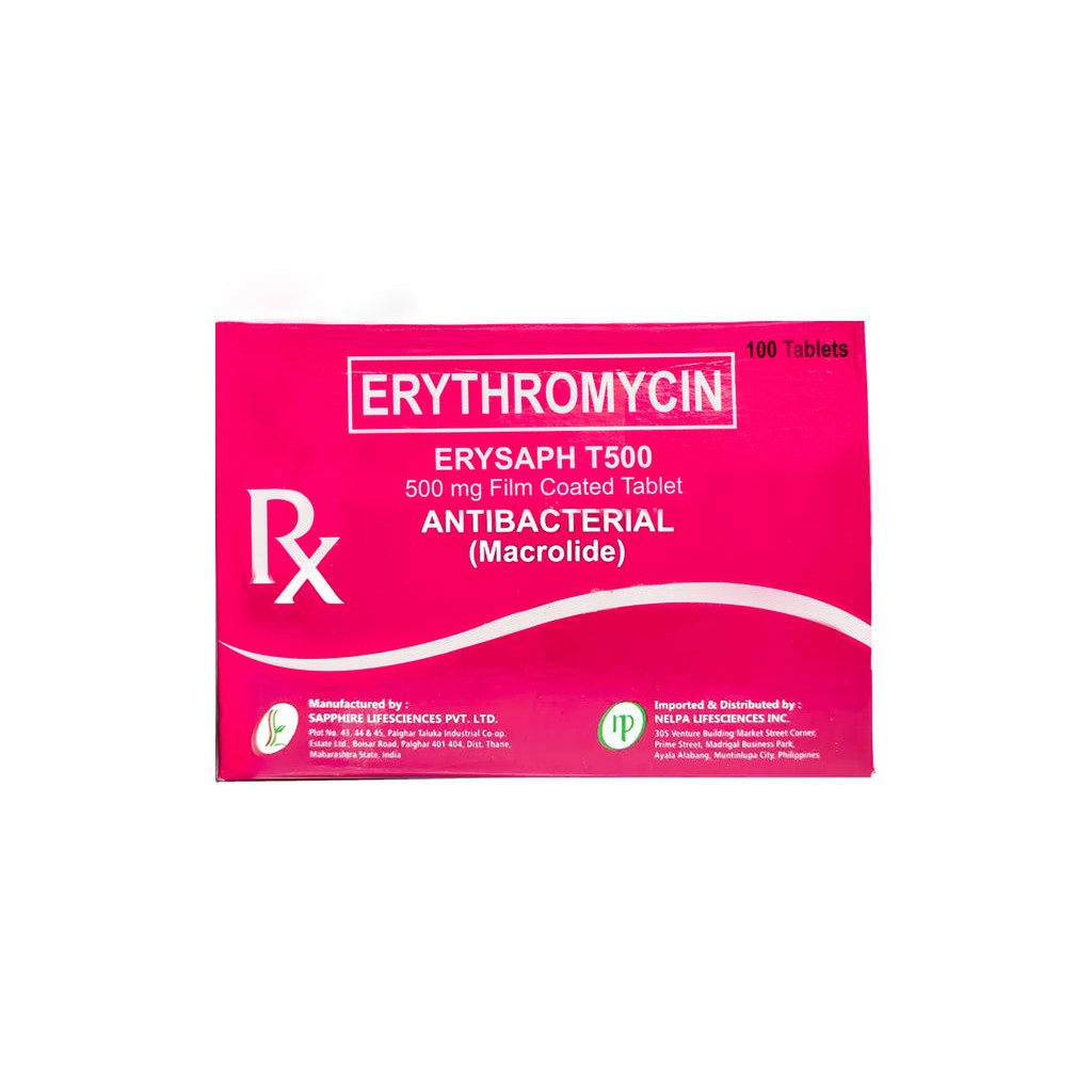ERYSAPH T500 Erythromycin Stearate 500mg Film-Coated Tablet 100's price ...