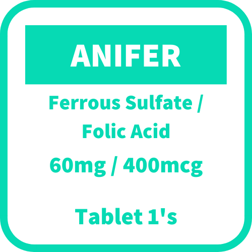 ANIFER Ferrous Sulfate / Folic Acid 60mg / 400mcg Film-Coated Tablet 1 ...