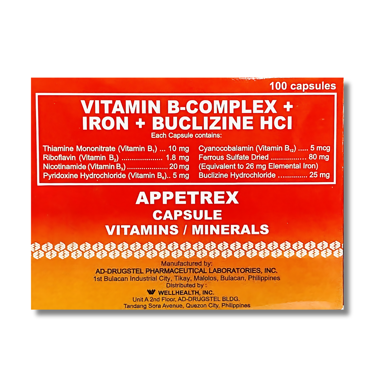 APPETREX Vitamin B Complex / Iron / Buclizine Hydrochloride Capsule 1's ...