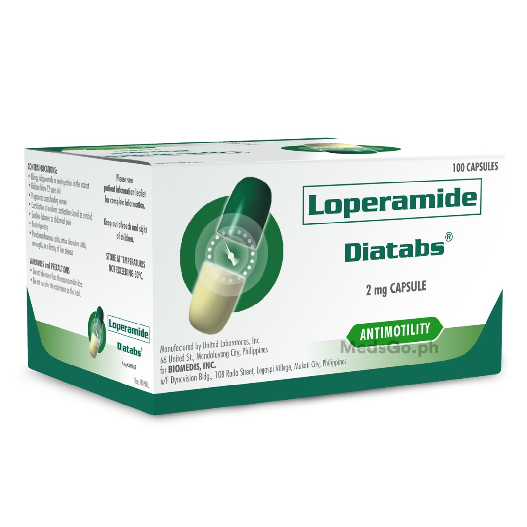 DIATABS Loperamide 2mg - 1 Box x 100 Caps price in the Philippines ...