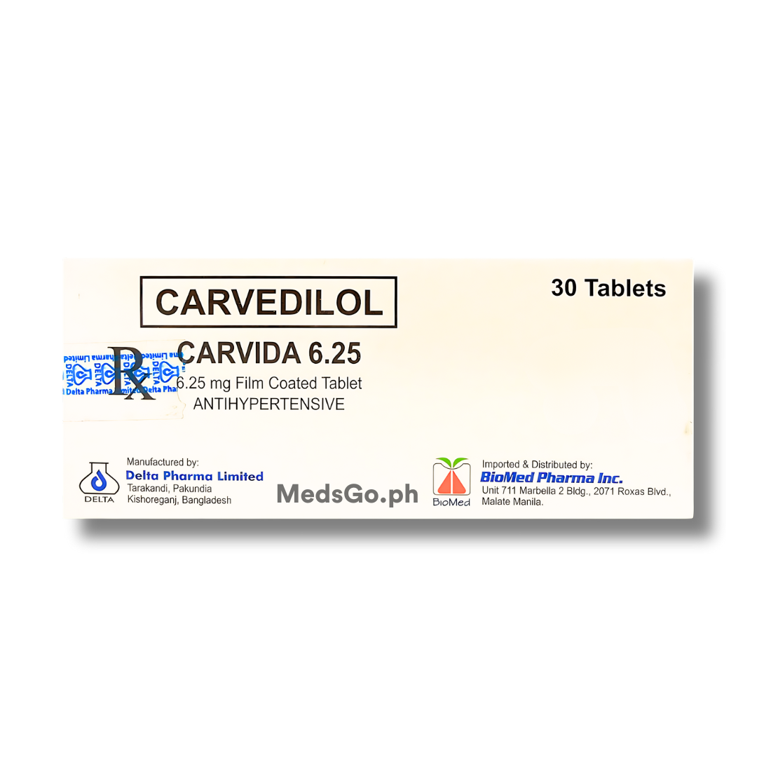 CARVIDA 6.25 Carvedilol 6.25mg Tablet 1's price in the Philippines ...