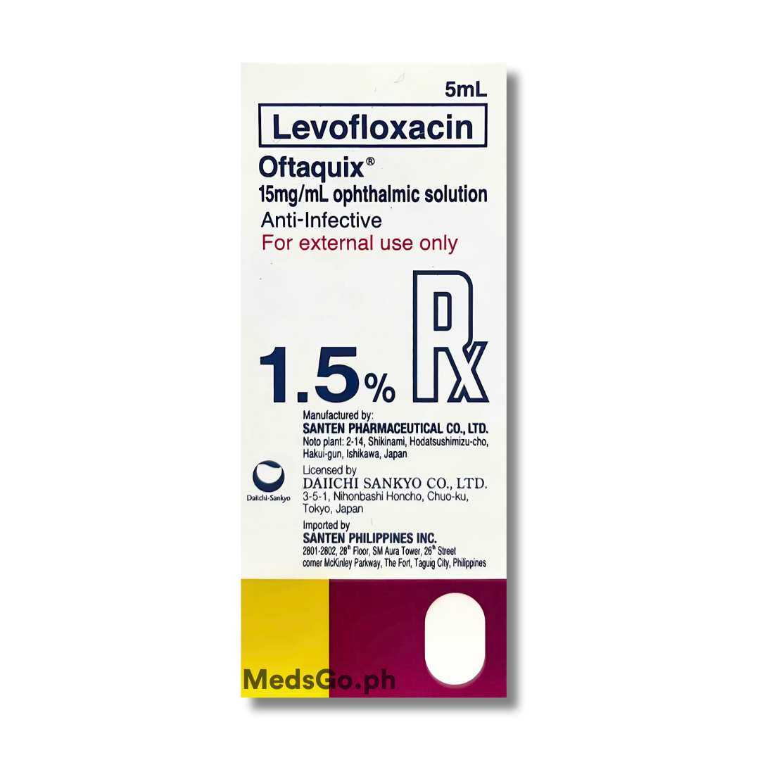 OFTAQUIX Levofloxacin Hemihydrate 15mg / mL (1.5%) Ophthalmic Solution ...