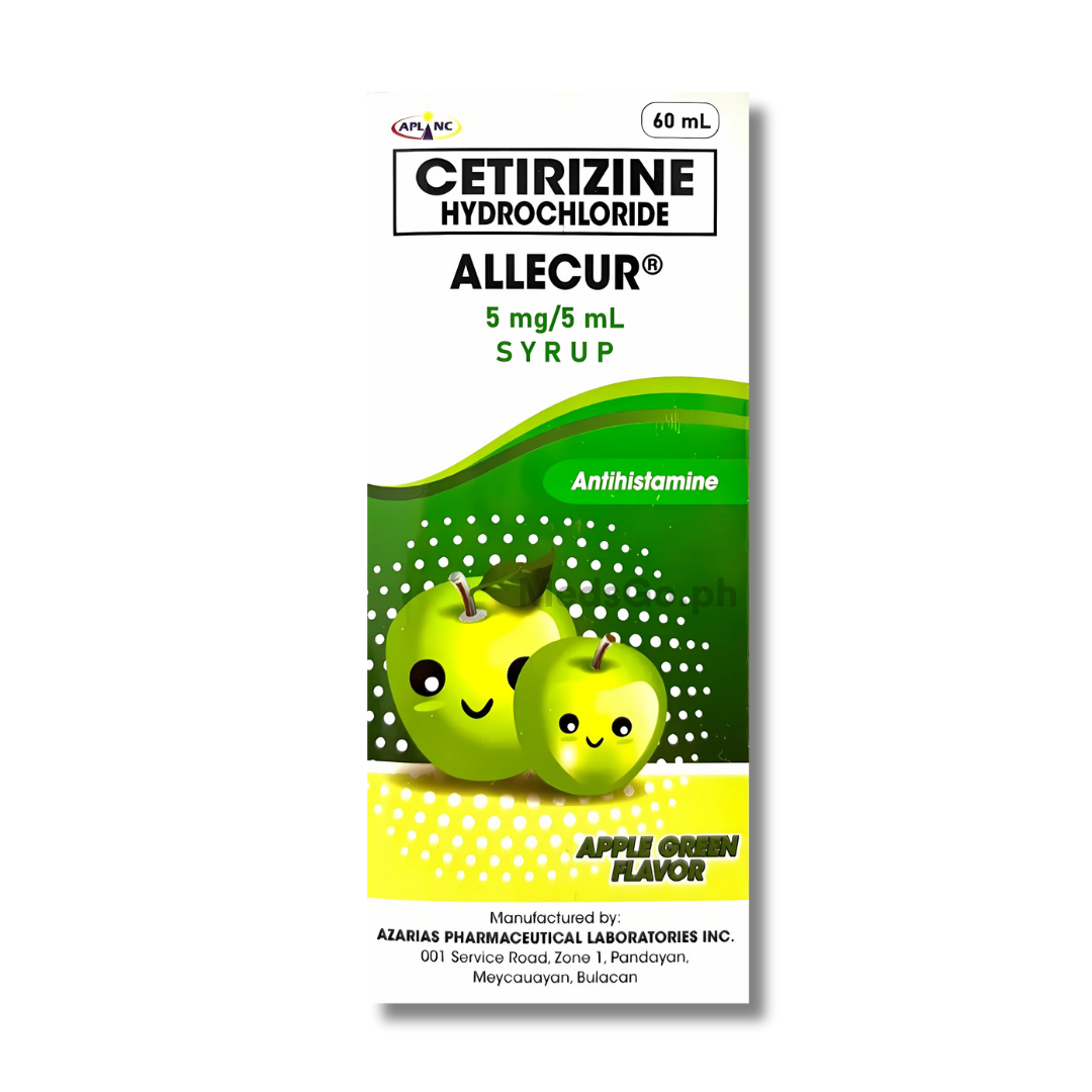 ALLECUR Cetirizine Hydrochloride 5mg / 5mL Syrup 60mL Apple Green price ...