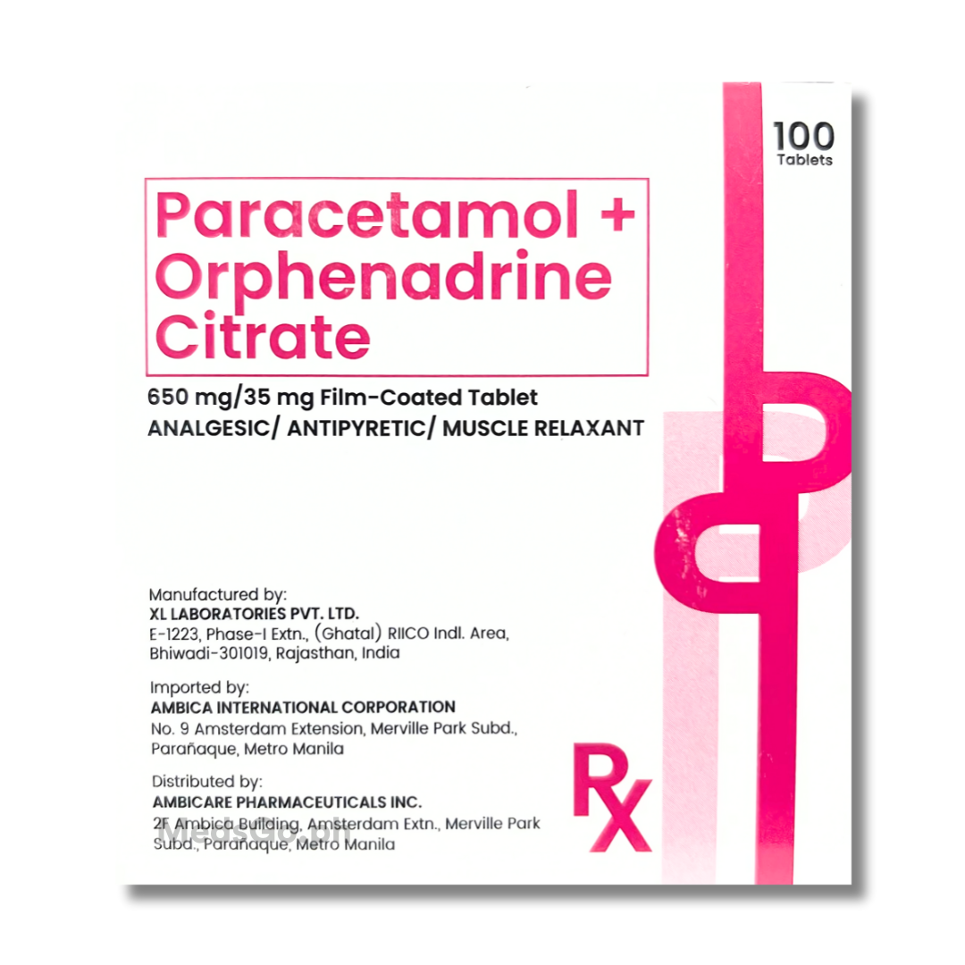 AMBICA Paracetamol / Orphenadrine Citrate 650mg / 35mg - 1 Tablet price ...
