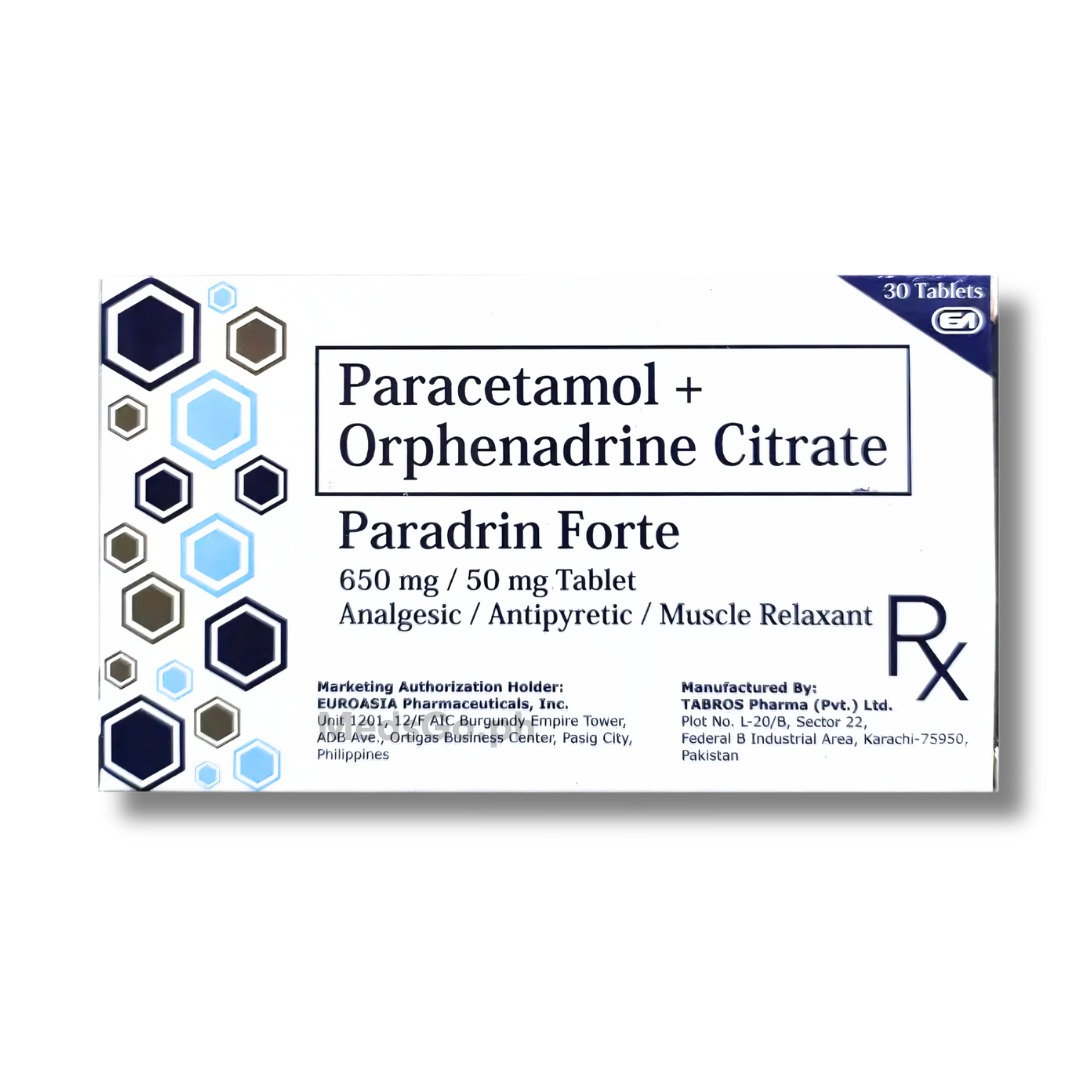 PARADRIN FORTE Paracetamol / Orphenadrine Citrate 650mg / 50mg - 1 ...