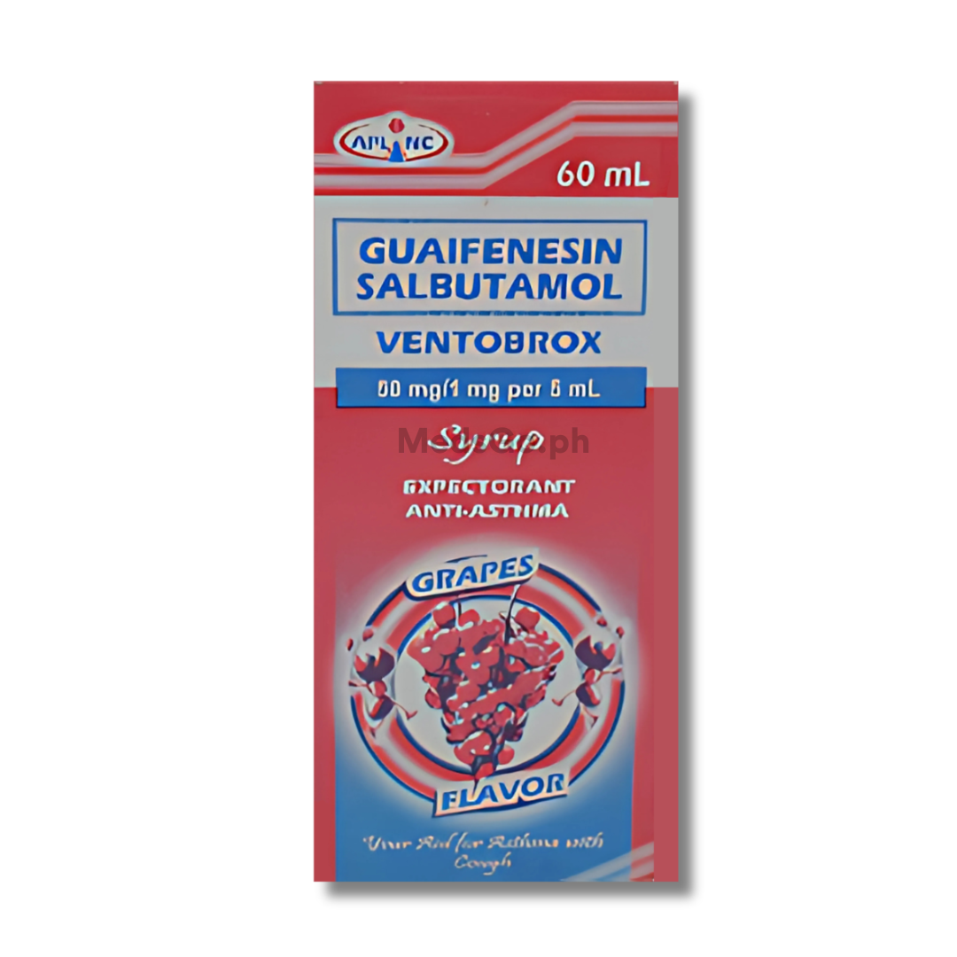 VENTOBROX Salbutamol / Guaifenesin 1mg / 50mg - 60ml Syrup Grape price ...