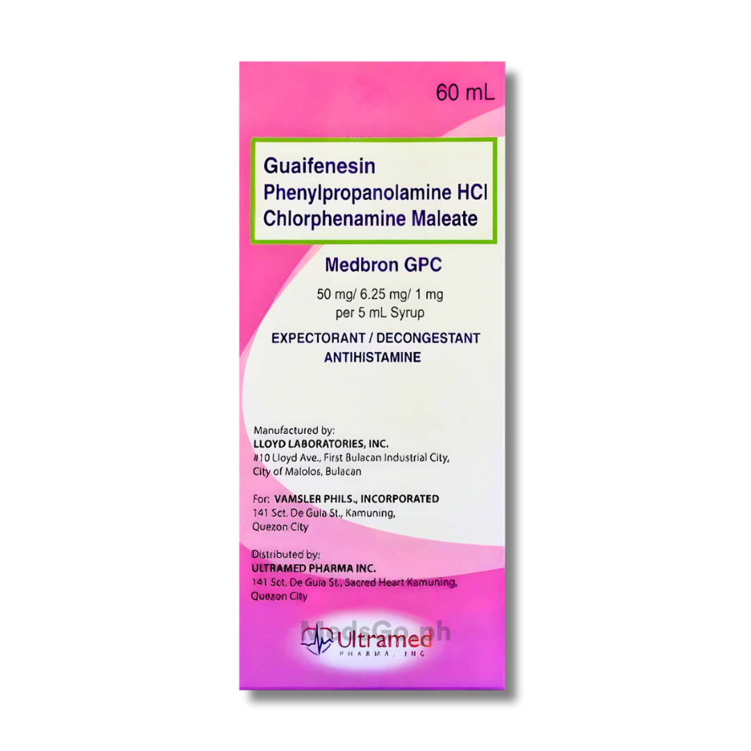 MEDBRON GPC Guaifenesin / Phenylpropanolamine / Chlorphenamine 50mg / 6 ...