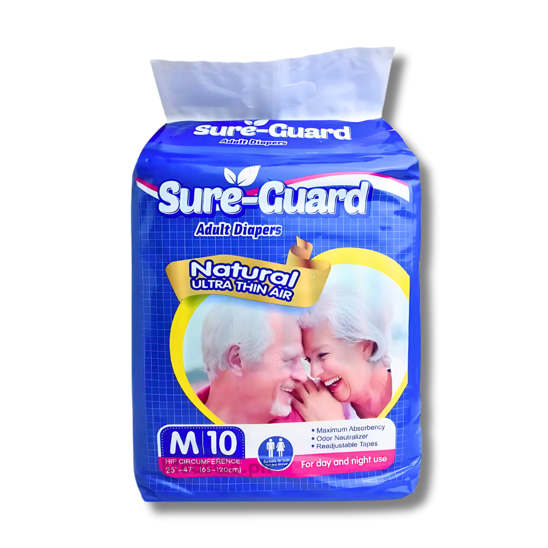 SURE-GUARD Adult Diapers Natural Ultra Thin Air M 10's price in the ...