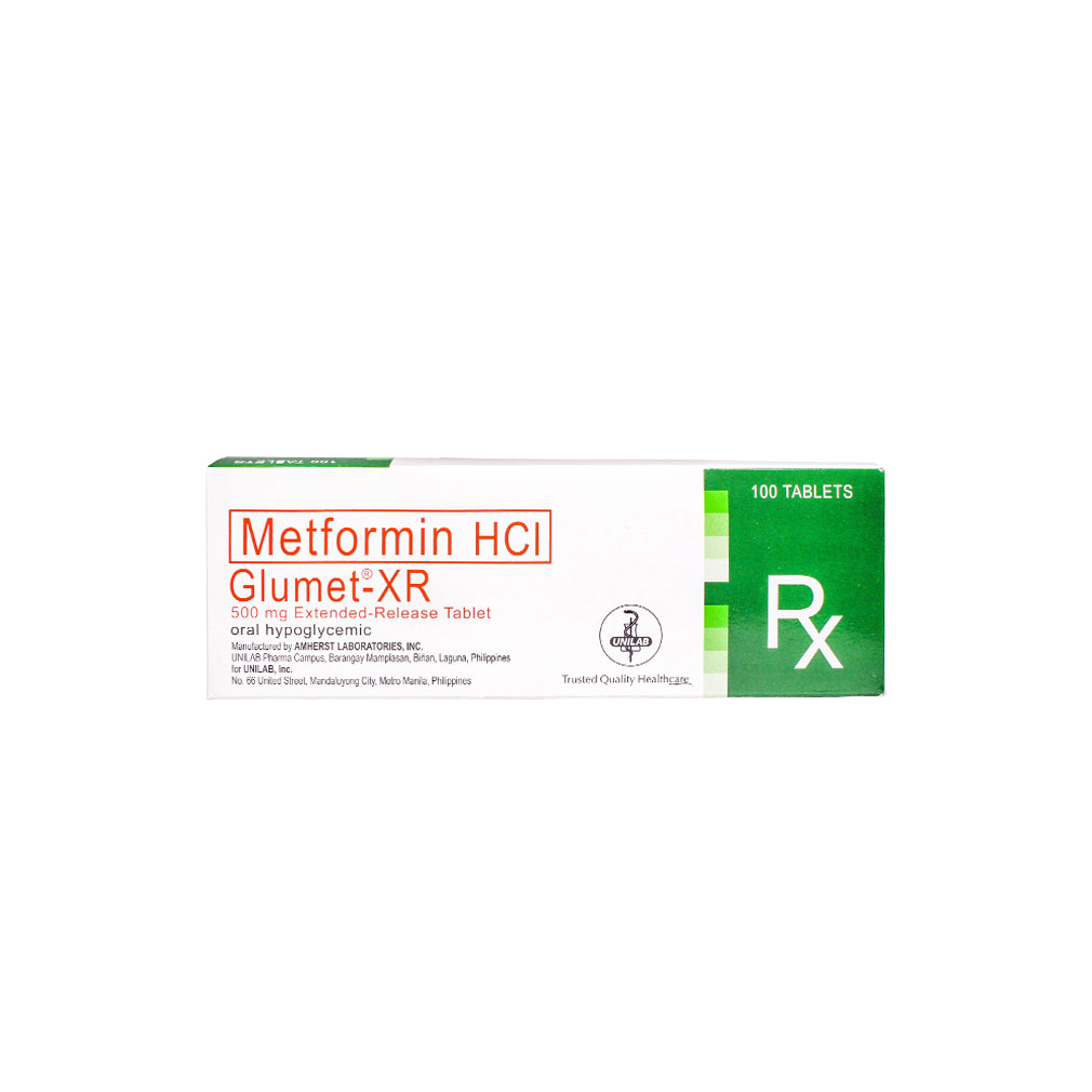 GLUMET-XR Metformin Hydrochloride 500mg Extended-Release Tablet 100's ...