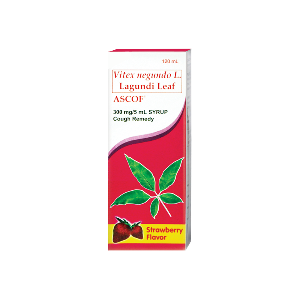 ASCOF Vitex Negundo L. (Lagundi Leaf) 300mg / 5mL Syrup 120mL ...