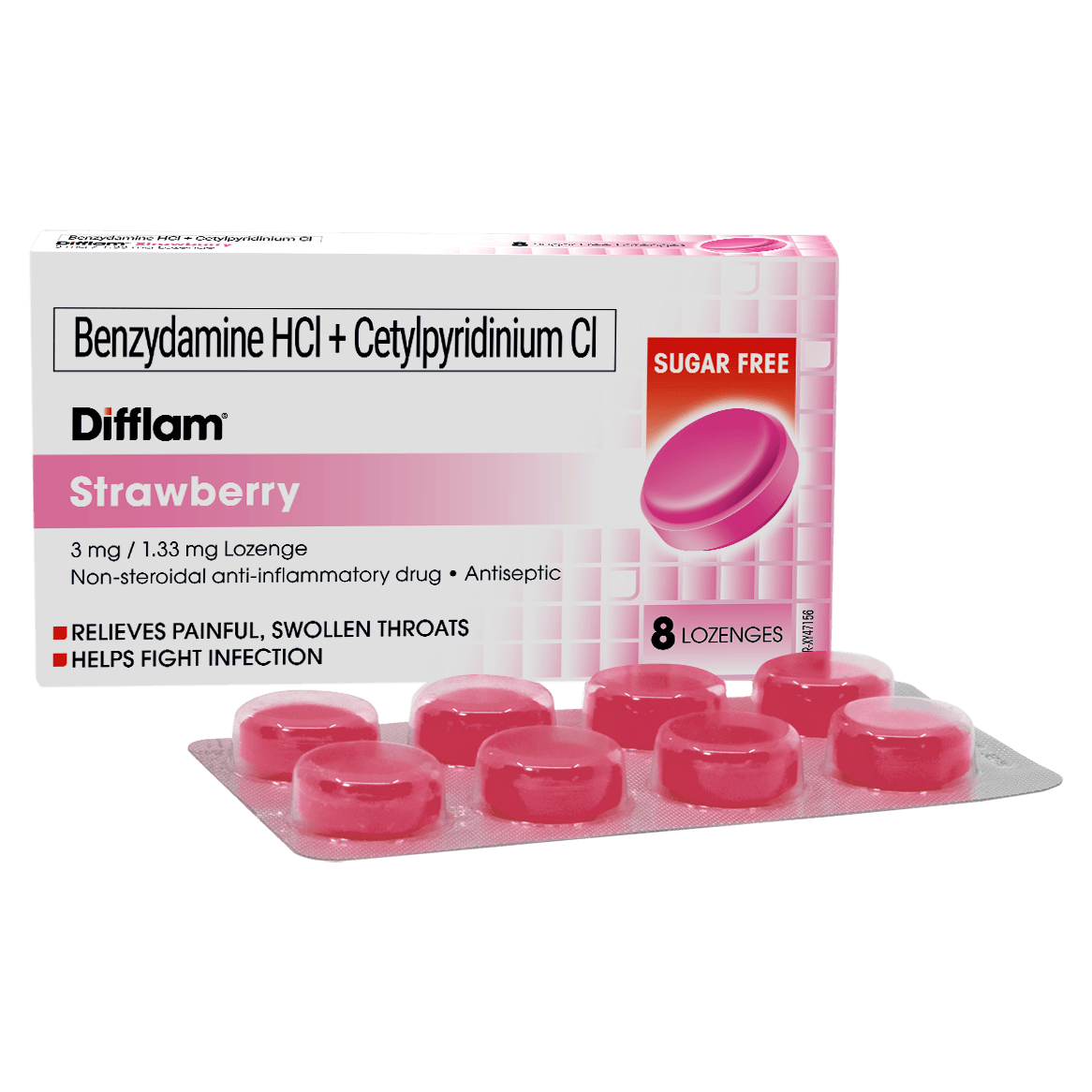 DIFFLAM STRAWBERRY Benzydamine Hydrochloride / Cetylpyridinium Chloride ...