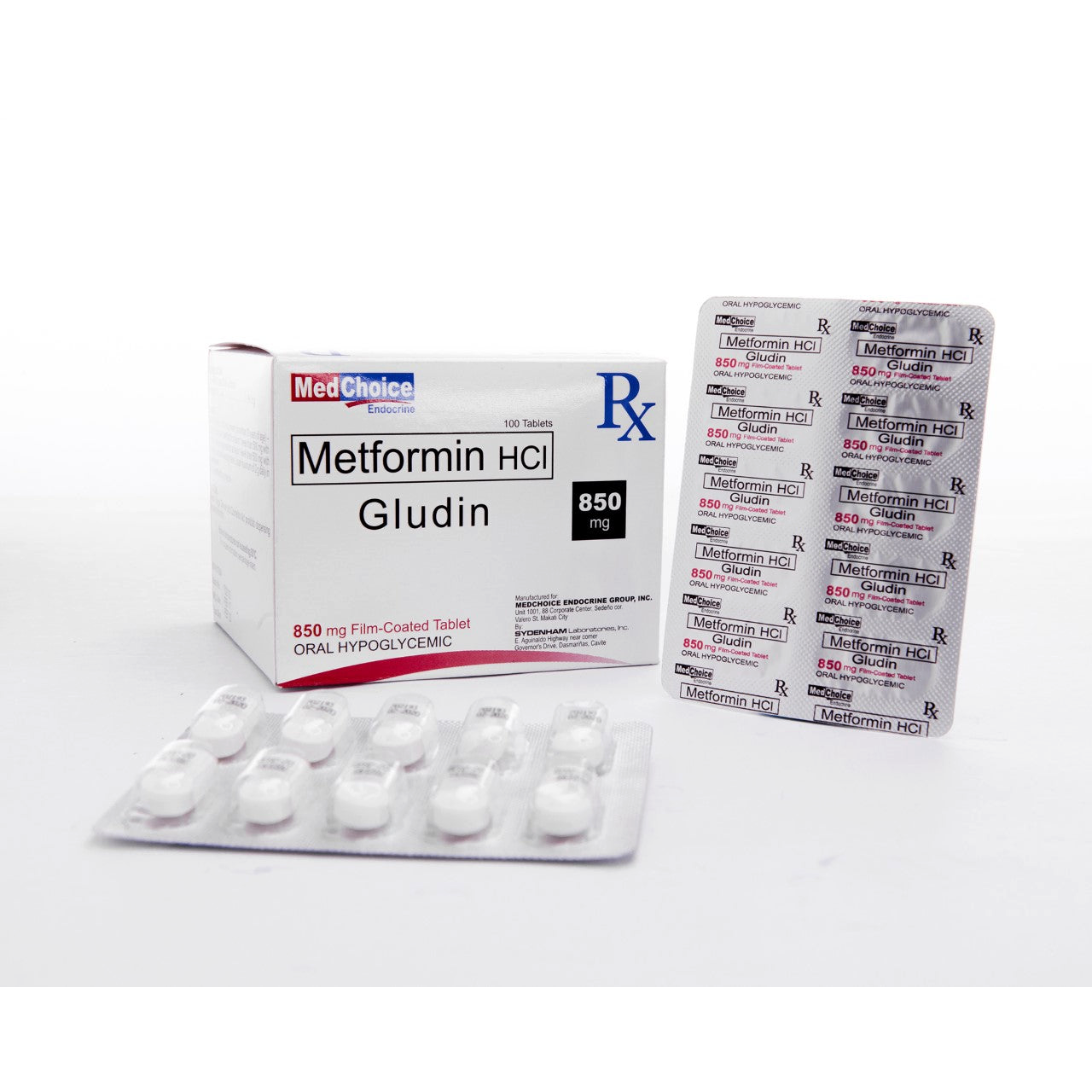 GLUDIN Metformin Hydrochloride 850 mg Film-Coated Tablet 100's price in ...