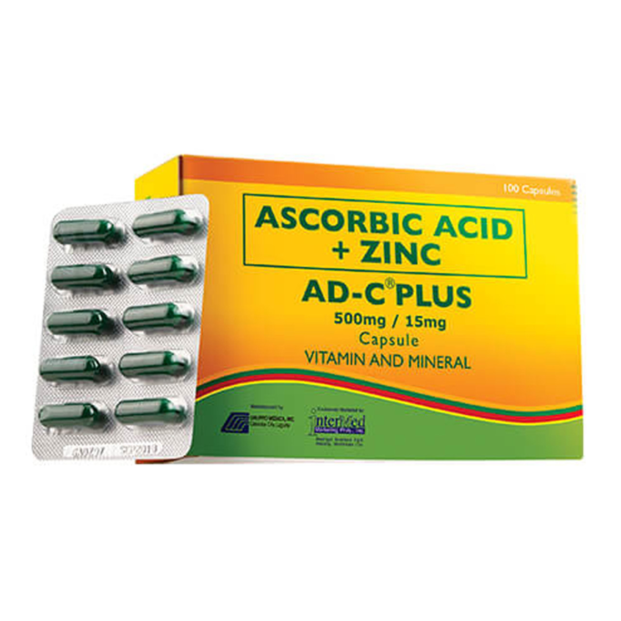 AD-C PLUS Ascorbic Acid / Zinc 500mg / 15mg Capsule 1's price in the ...