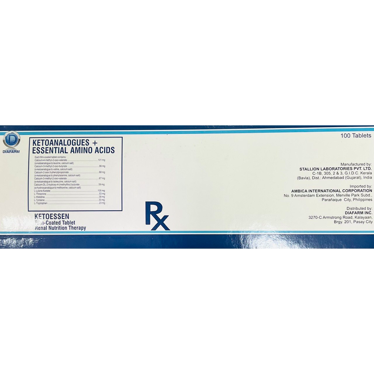 KETOESSEN Ketoanalogues / Essential Amino Acid Film-Coated Tablet 1's ...