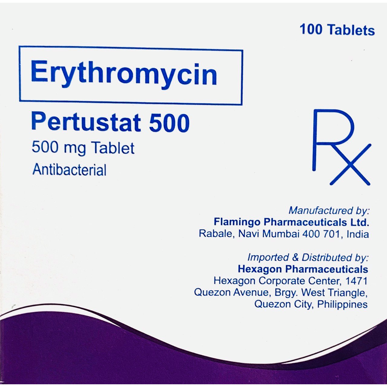 PERTUSTAT 500 Erythromycin Stearate 500mg Tablet 100's price in the ...