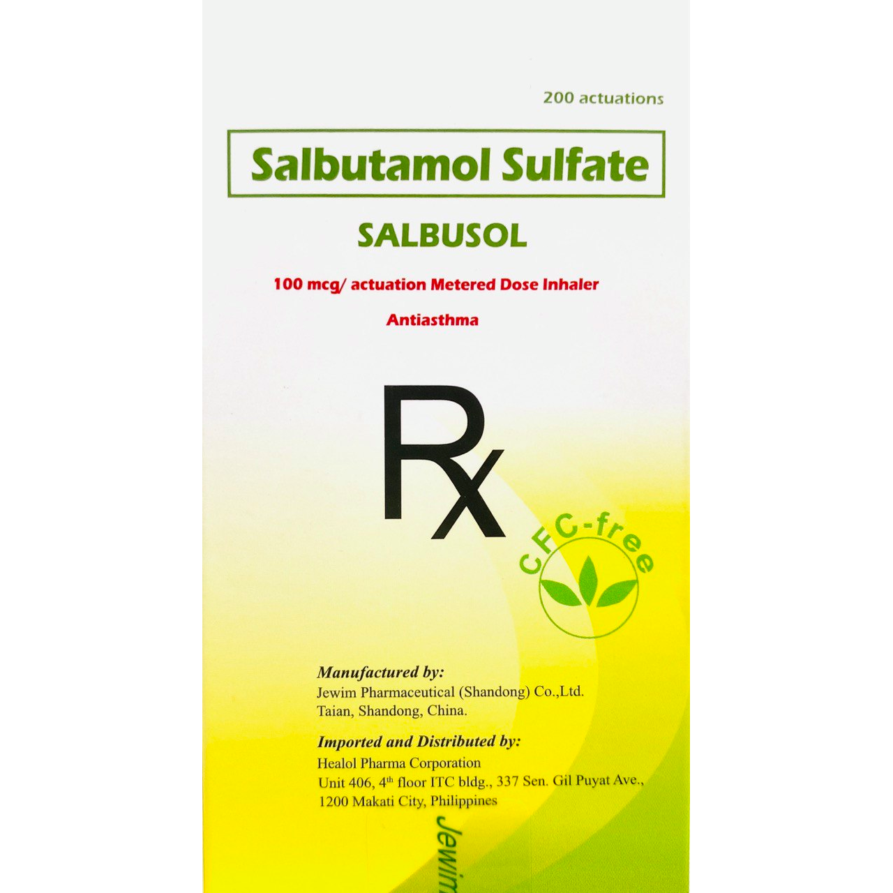 SALBUSOL Salbutamol Sulfate 100mcg / actuation Metered-Dose Inhaler 200 ...