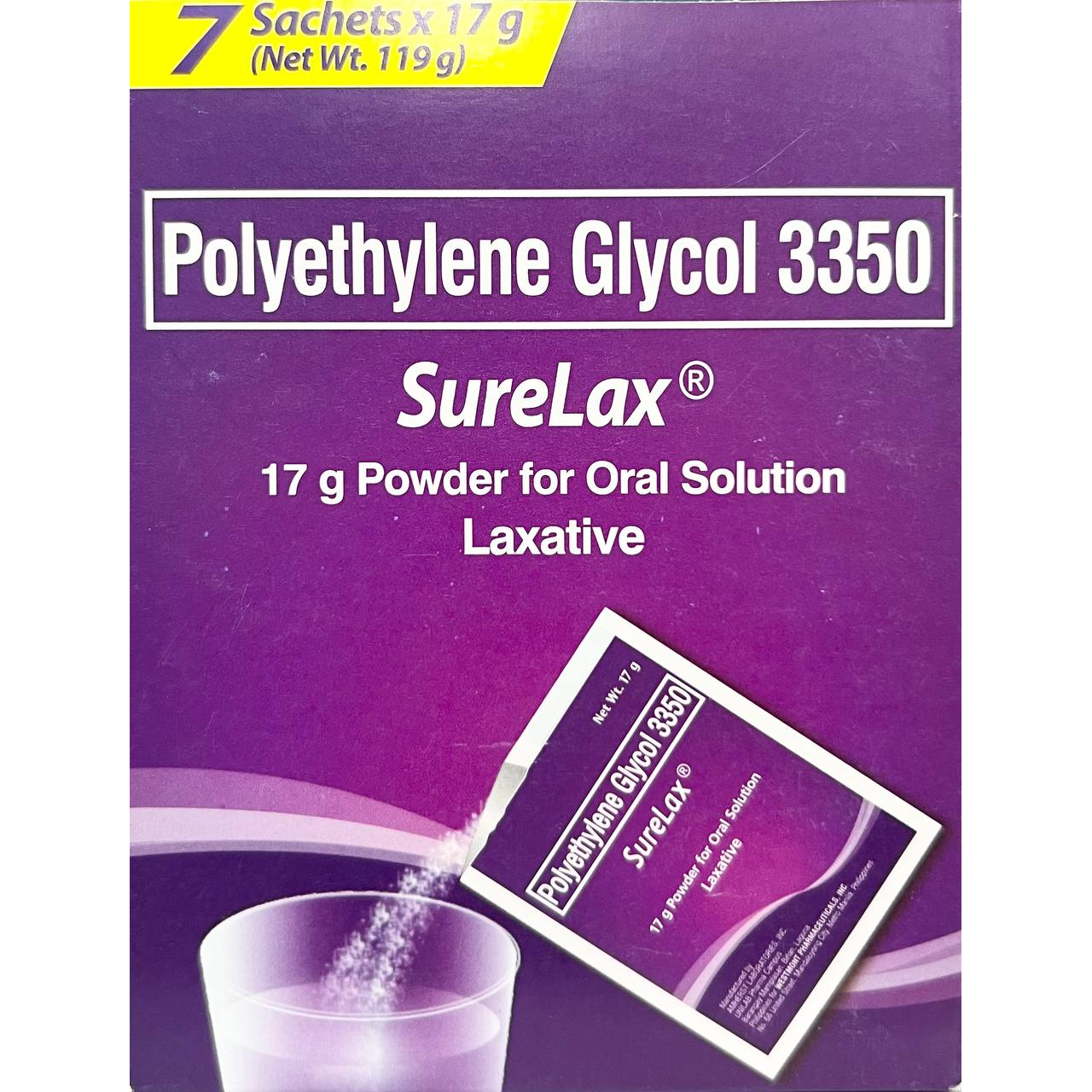 SURELAX Polyethylene Glycol 3350 17g Powder for Oral Solution 17g 7's ...