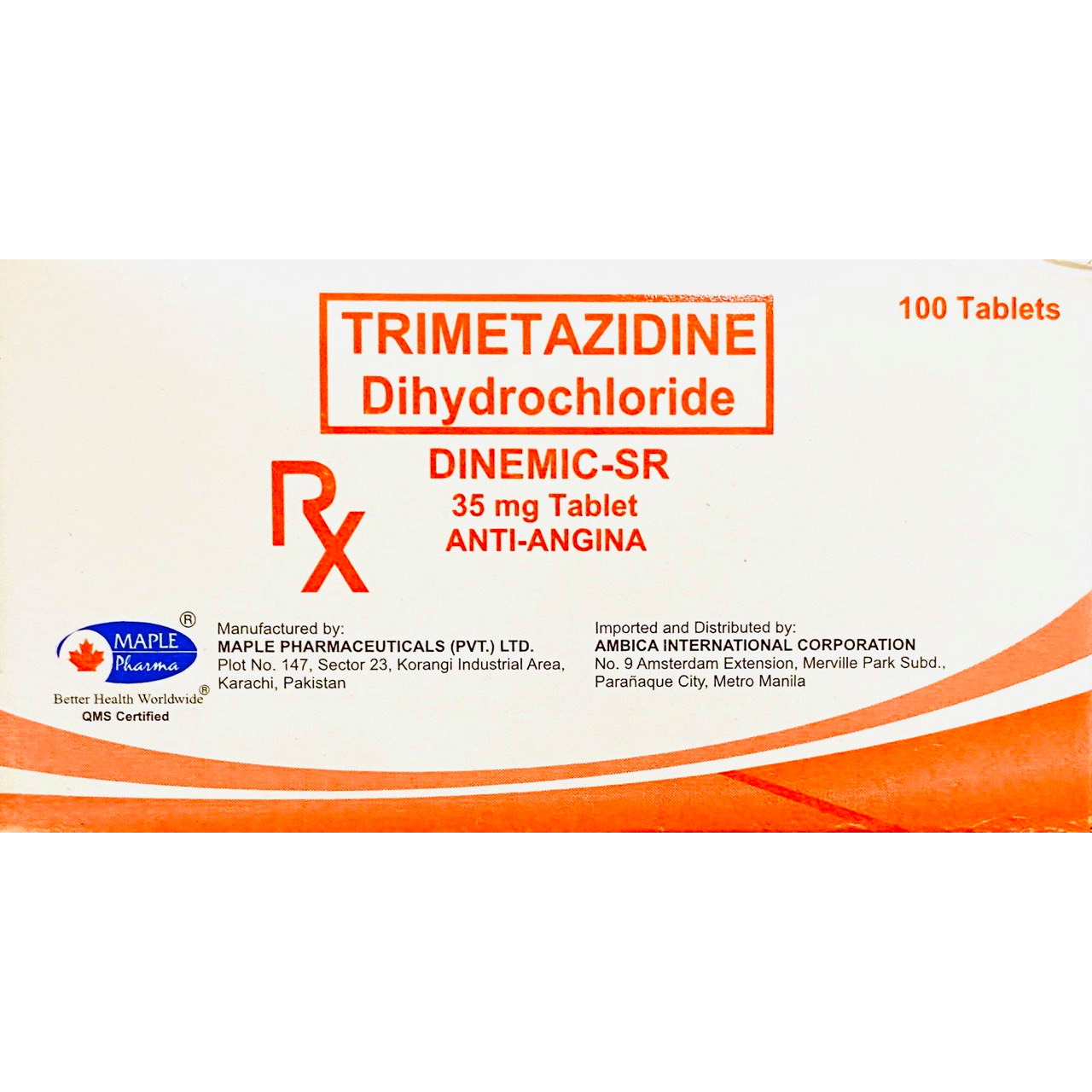 DINEMIC-SR Trimetazidine Dihydrochloride 35mg - 1 Tablet price in the ...