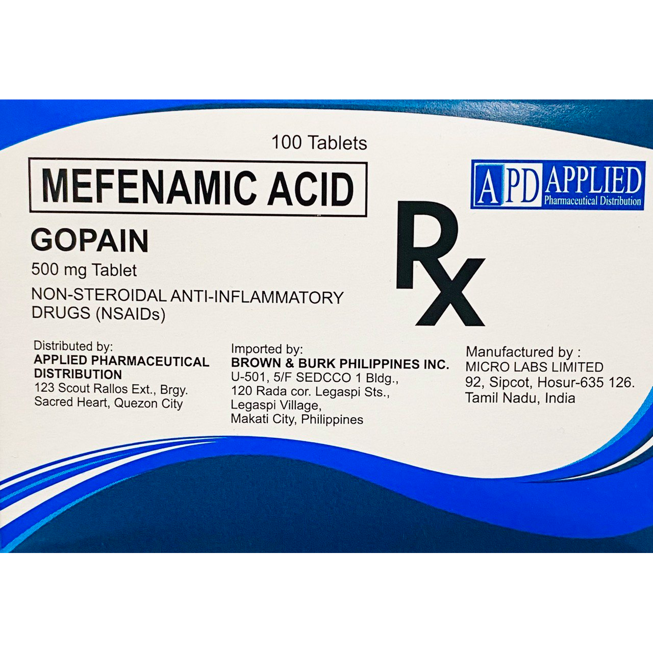 GOPAIN Mefenamic Acid 500mg Tablet 100's price in the Philippines ...