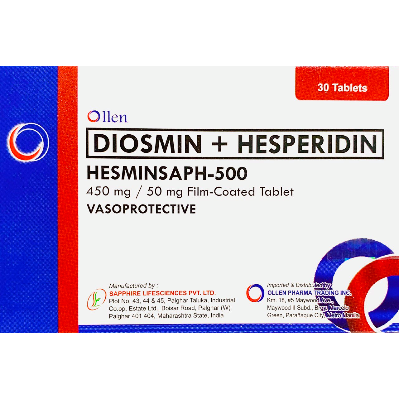 HESMINSAPH-500 Doismin / Hesperidin 450mg / 50mg Tablet 1's price in ...