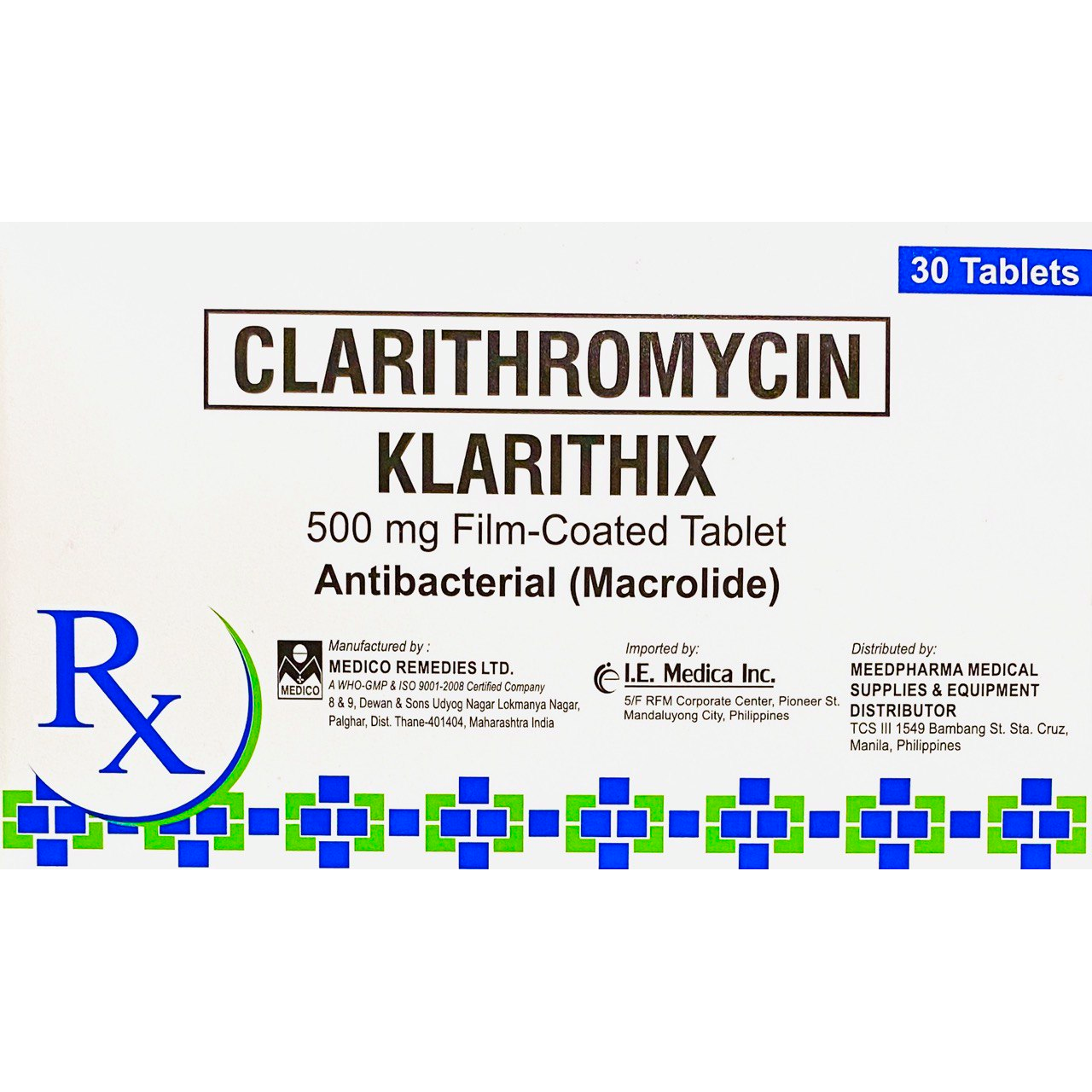 KLARITHIX Clarithromycin 500mg Film-Coated Tablet 1's price in the ...