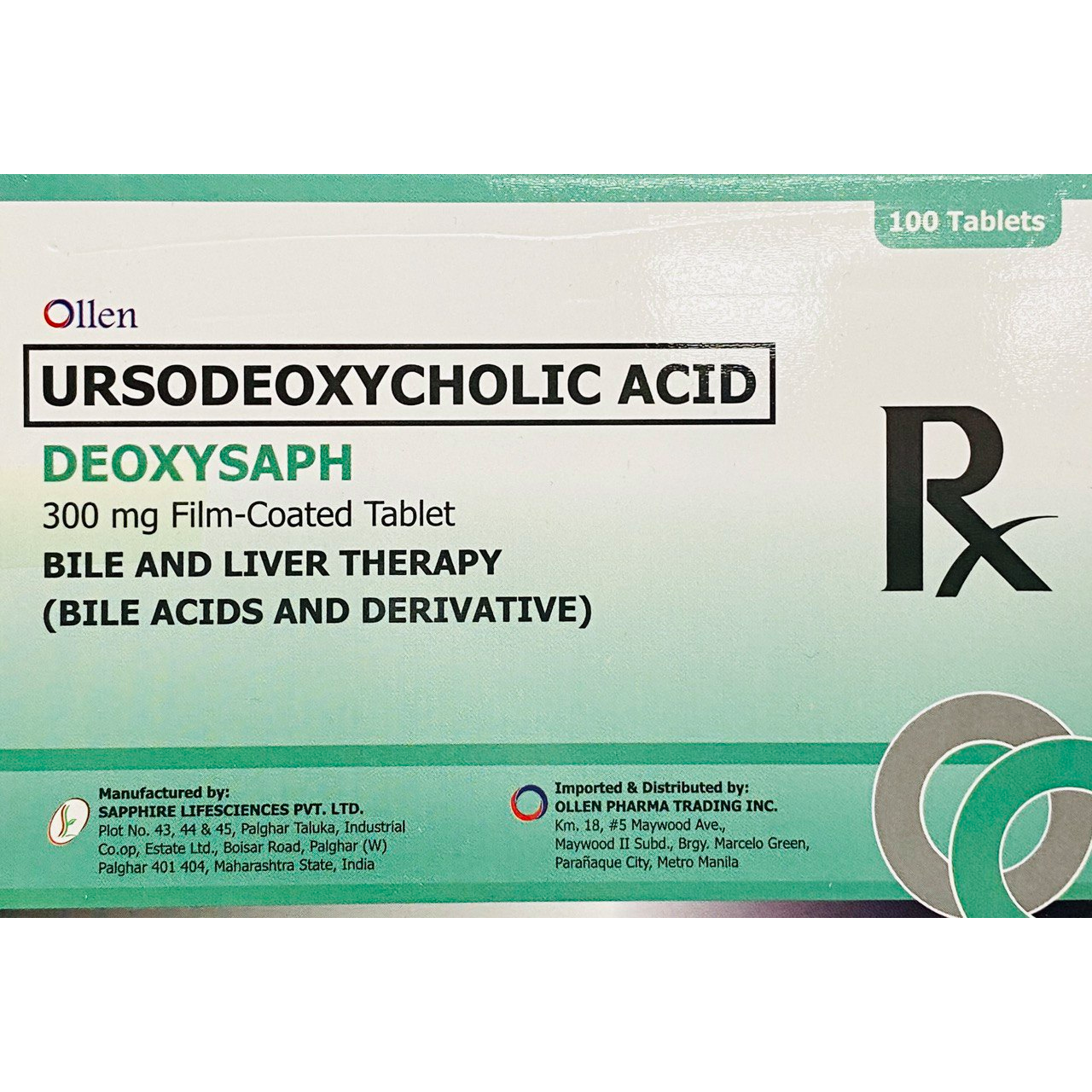 DEOXYSAPH Ursodeoxycholic Acid 300mg Film-Coated Tablet 1's price in ...