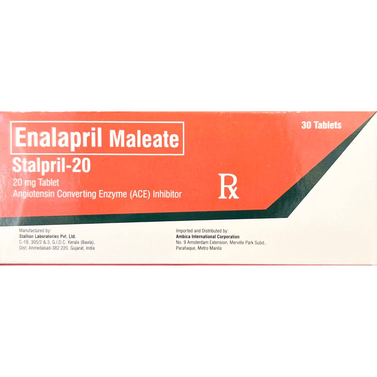 STALPRIL-20 Enalapril Maleate 20mg Tablet 30's price in the Philippines ...