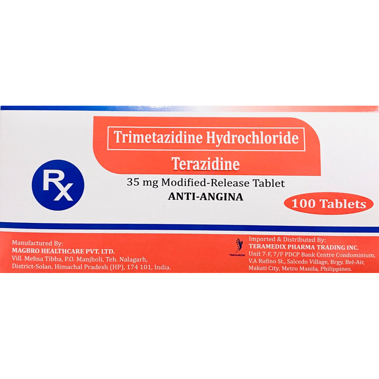 TERAZIDINE Trimetazidine Hydrochloride 35mg Modified-Release Tablet 100 ...