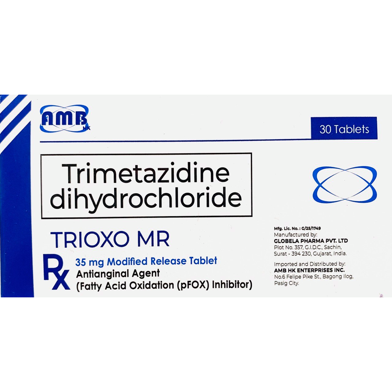 TRIOXO-MR Trimetazidine Dihydrochloride 35mg Modified-Release Tablet 1 ...