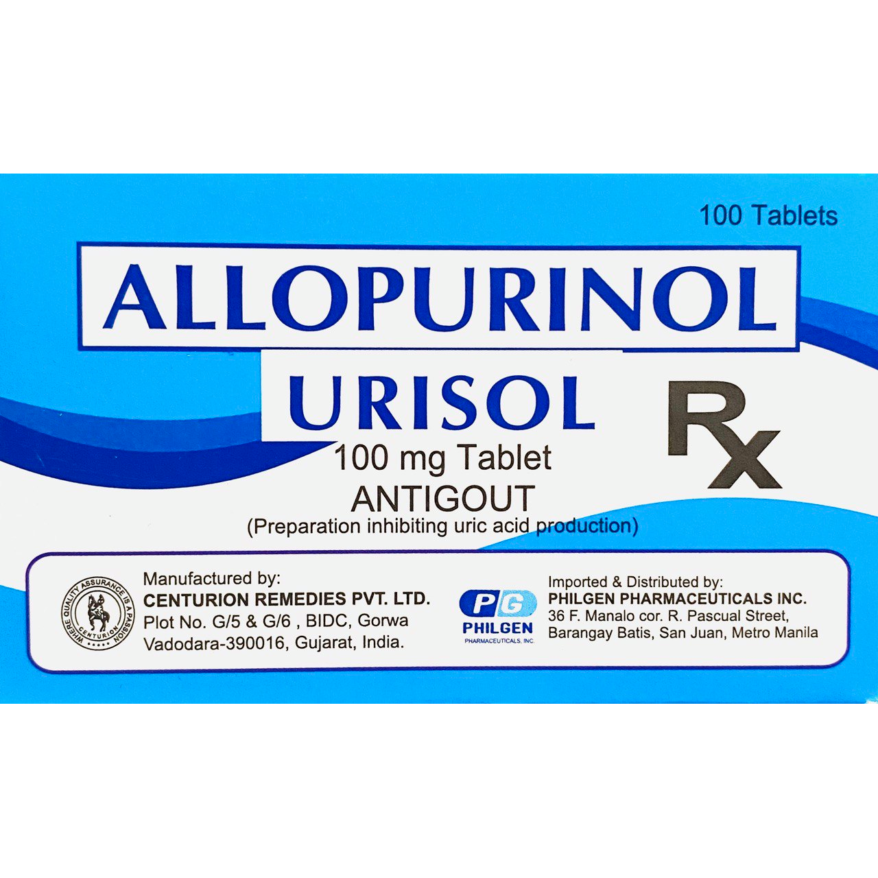 URISOL Allopurinol 100mg Tablet 1's price in the Philippines | MedsGo ...