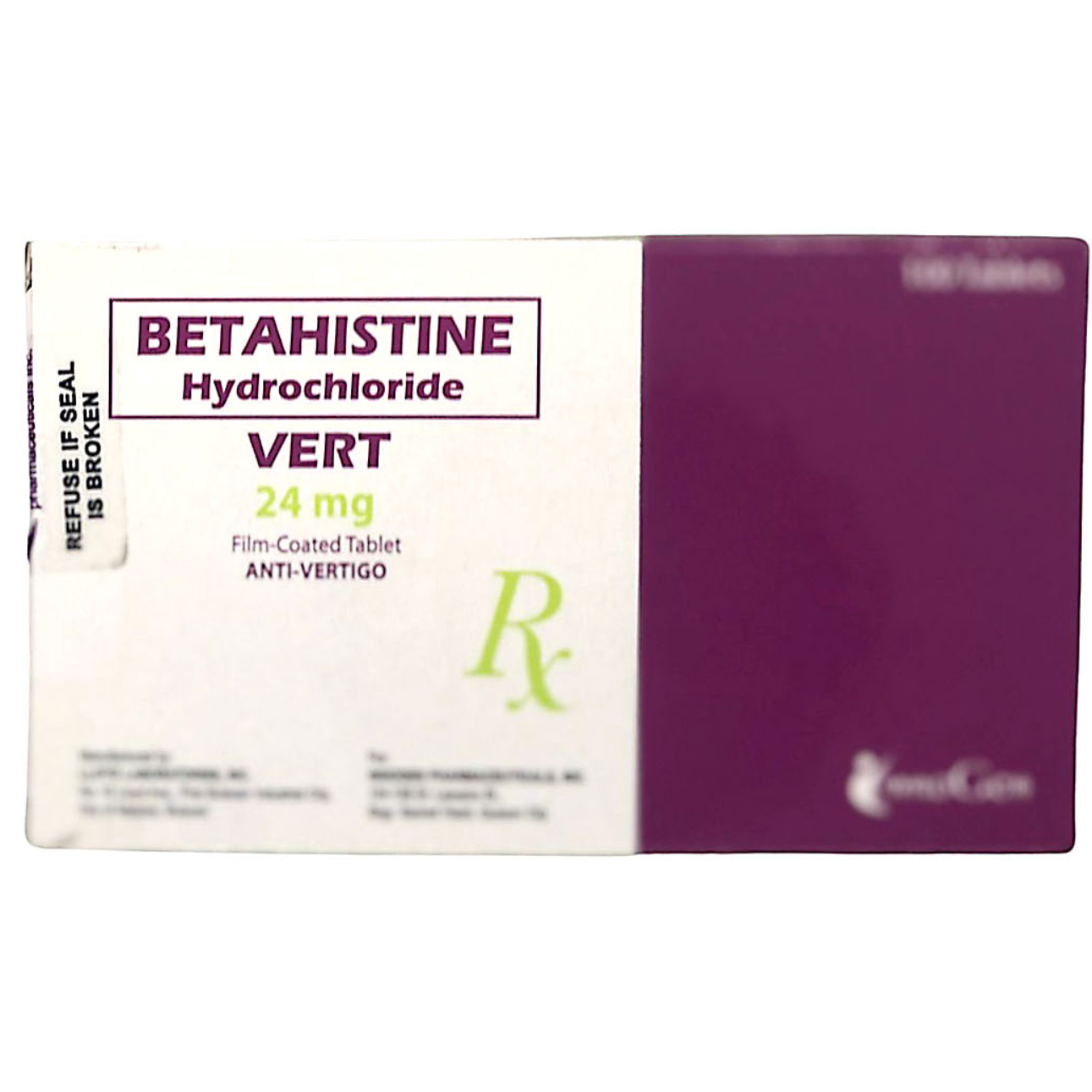 VERT Betahistine Hydrochloride 24mg Film-Coated Tablet 1's price in the ...