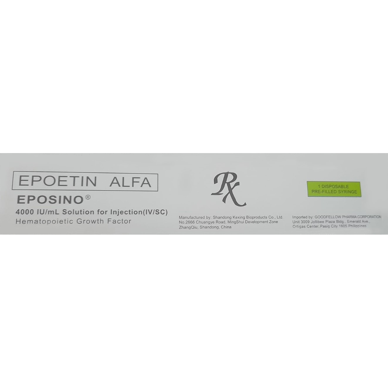 EMATEP Epoetin Alfa 4000IU / 0.5mL Solution for IV/SC Injection 0.5mL 1 ...