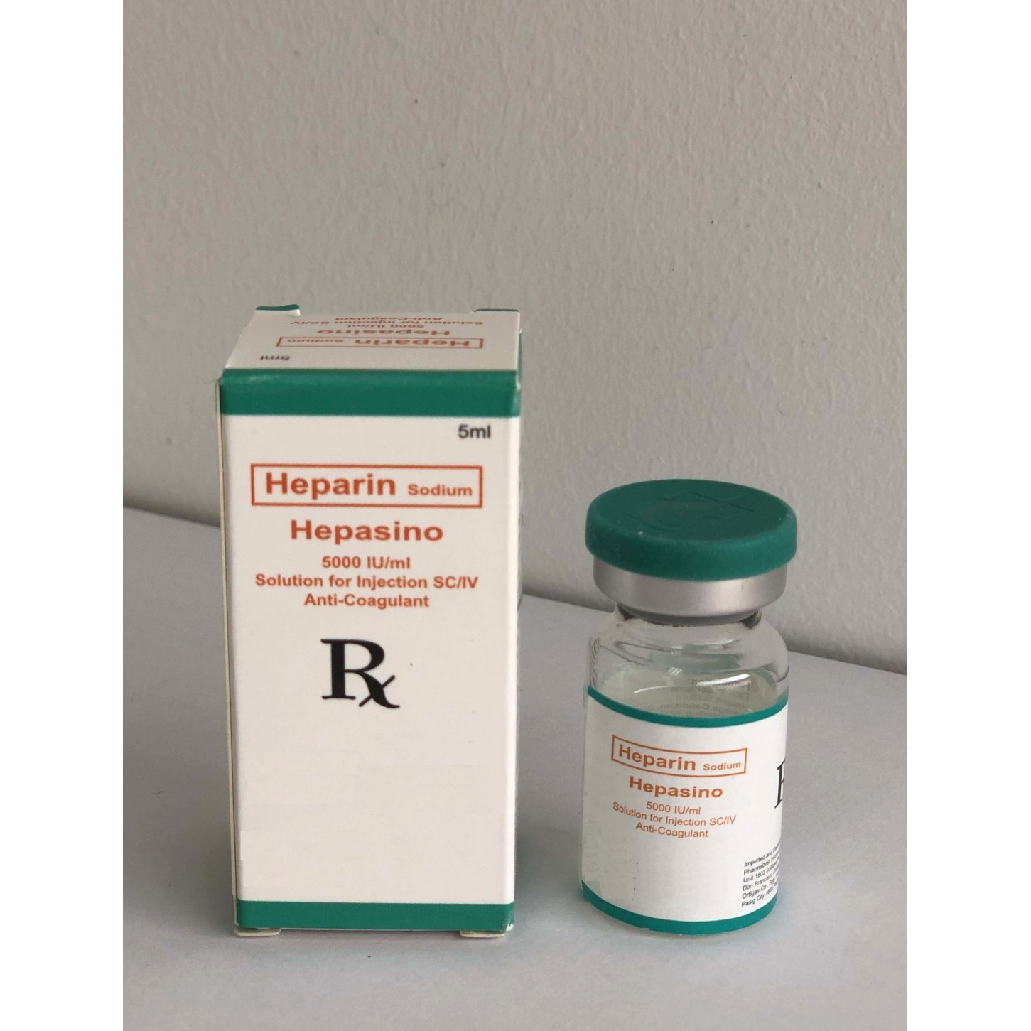 HEPASINO Heparin Sodium 5000IU / mL (25000IU / 5mL) Solution for IV/SC ...
