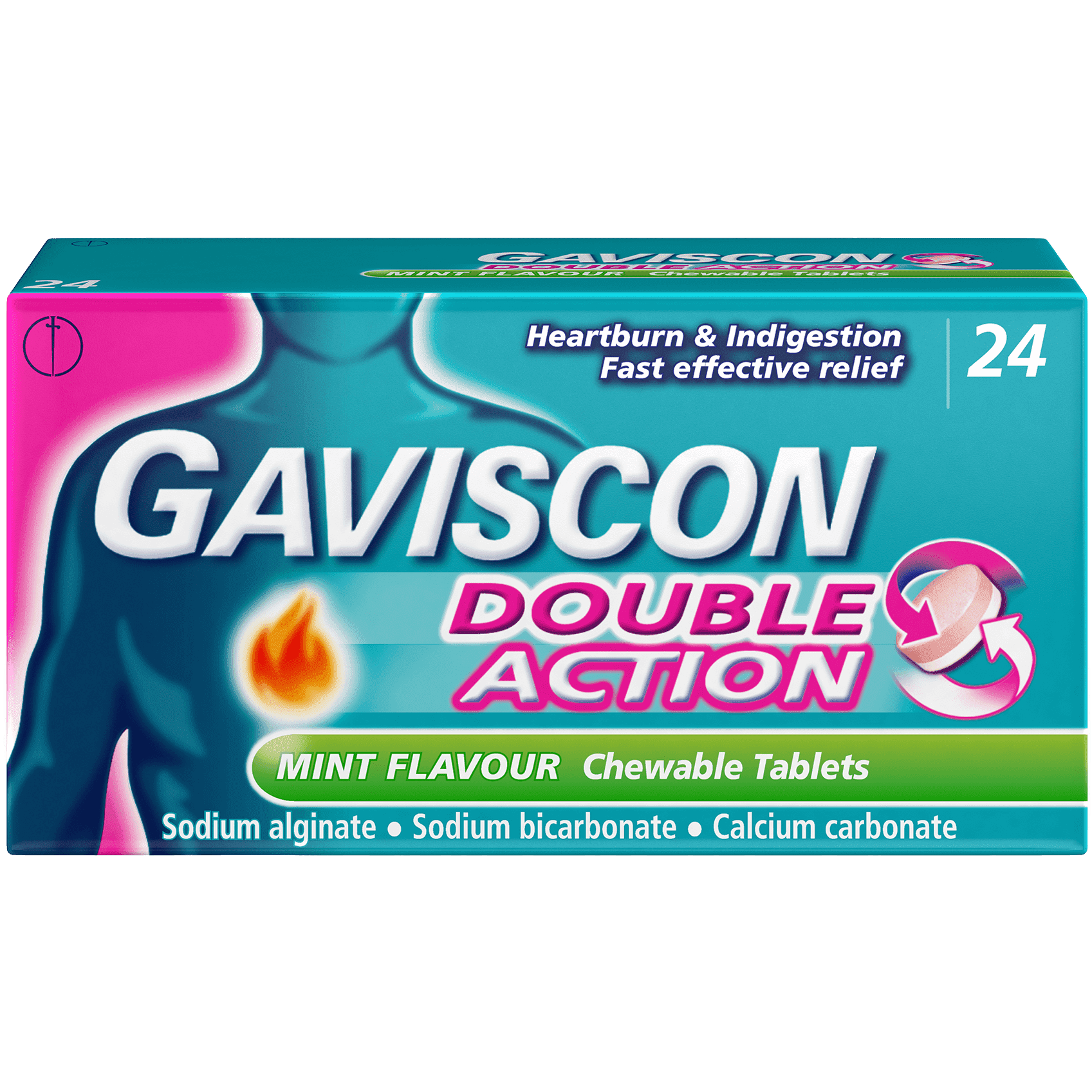 GAVISCON DOUBLE ACTION Sodium Alginate / Sodium Bicarbonate / Calcium ...