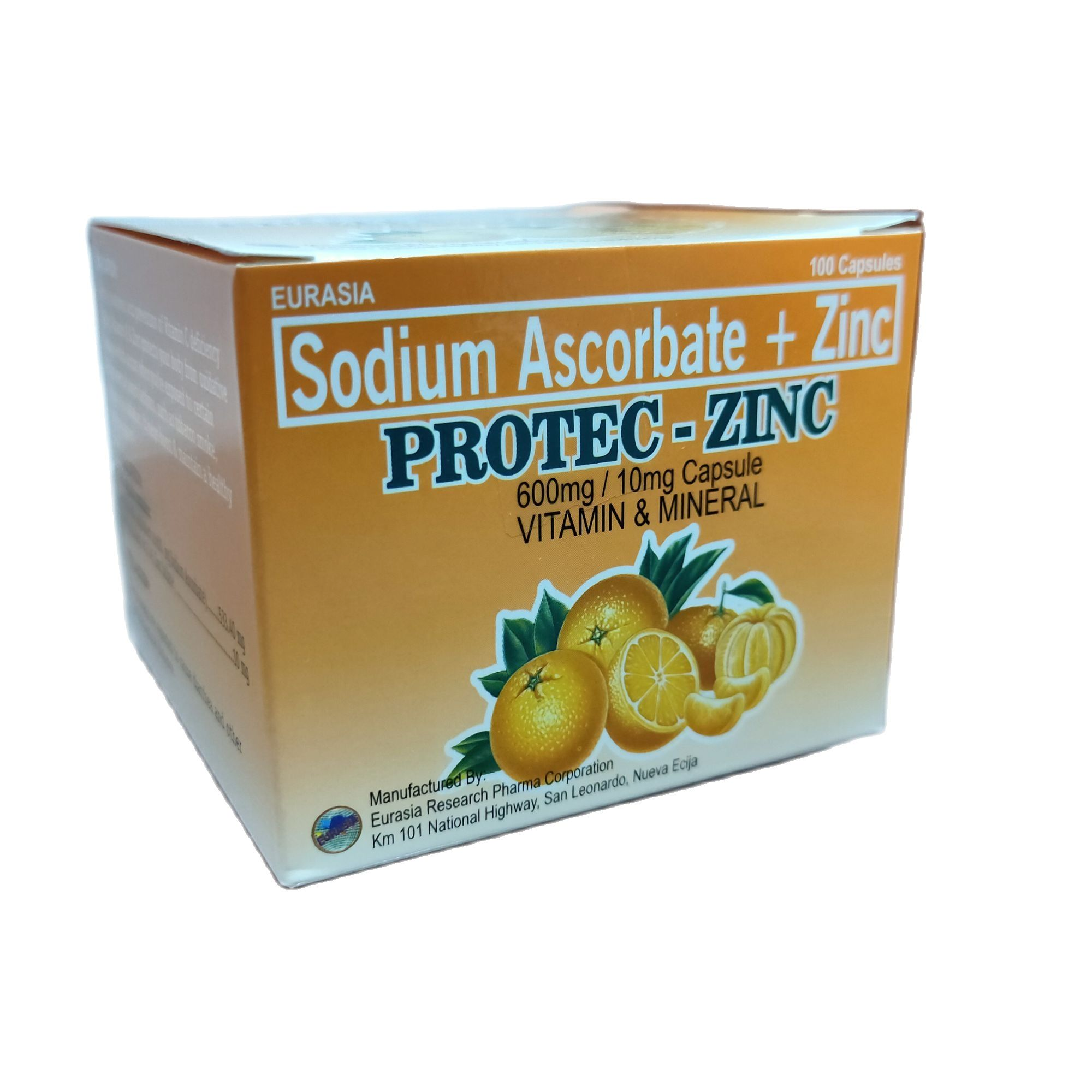 PROTEC-ZINC Ascorbic Acid / Zinc 533.40mg / 10mg Capsule 100's Orange ...