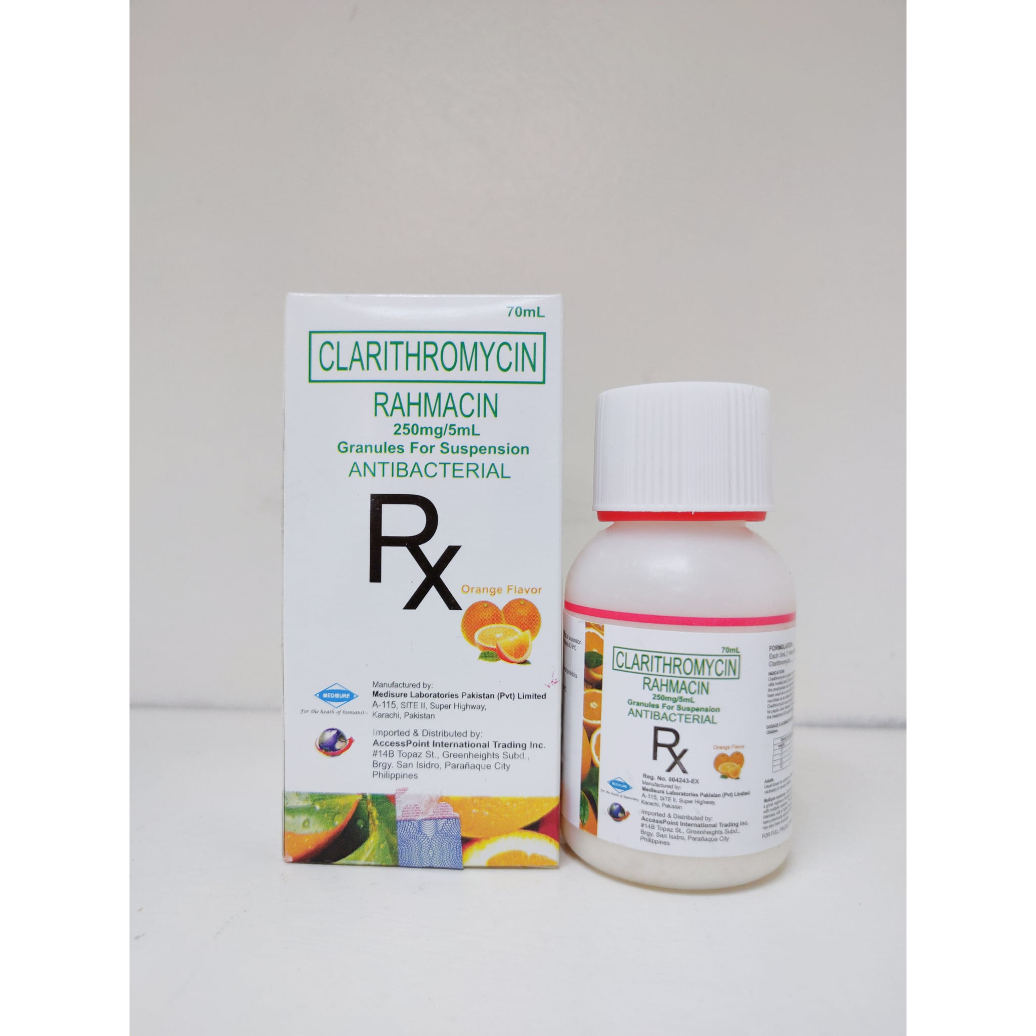 RAHMACIN Clarithromycin 250mg / 5mL Granule for Suspension 70mL Orange ...