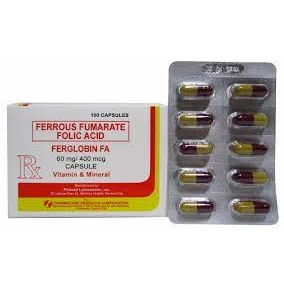 FERGLOBIN FA Ferrous Fumarate / Folic Acid 60mg Capsule 100's price in ...