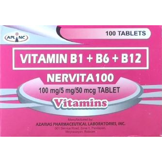 Buy Nervita 100 vitamin b complex 100mg / 5mg / 50mcg tablet 100's ...