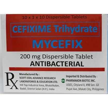 MYCEFIX Cefixime Trihydrate 200mg Dispersible Tablet 100's price in the ...
