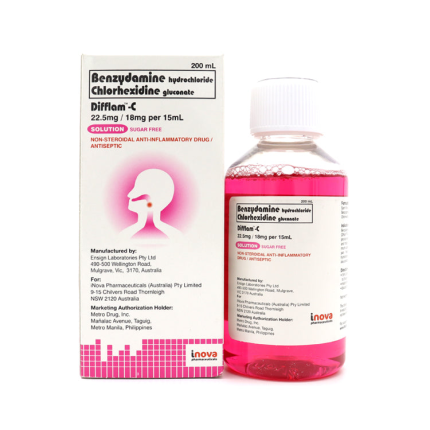 DIFFLAM C Benzydamine Hydrochloride / Chlorhexidine Gluconate 22.5mg ...