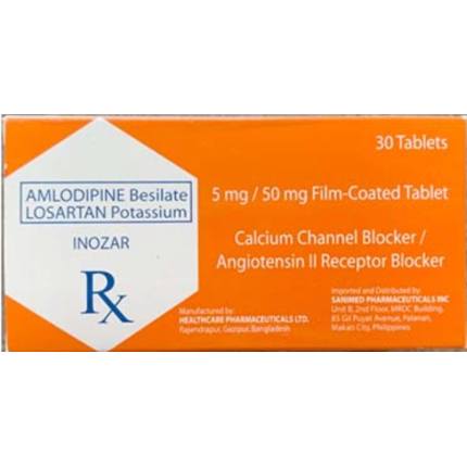 INOZAR Amlodipine Besilate / Losartan Potassium 5mg / 50mg Film-Coated ...