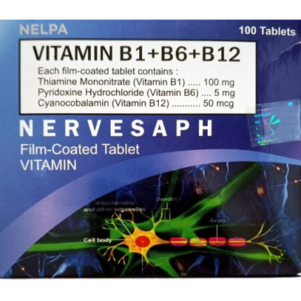 NERVESAPH Vitamin B Complex 100mg / 5mg / 50mcg Film-Coated Tablet 100 ...